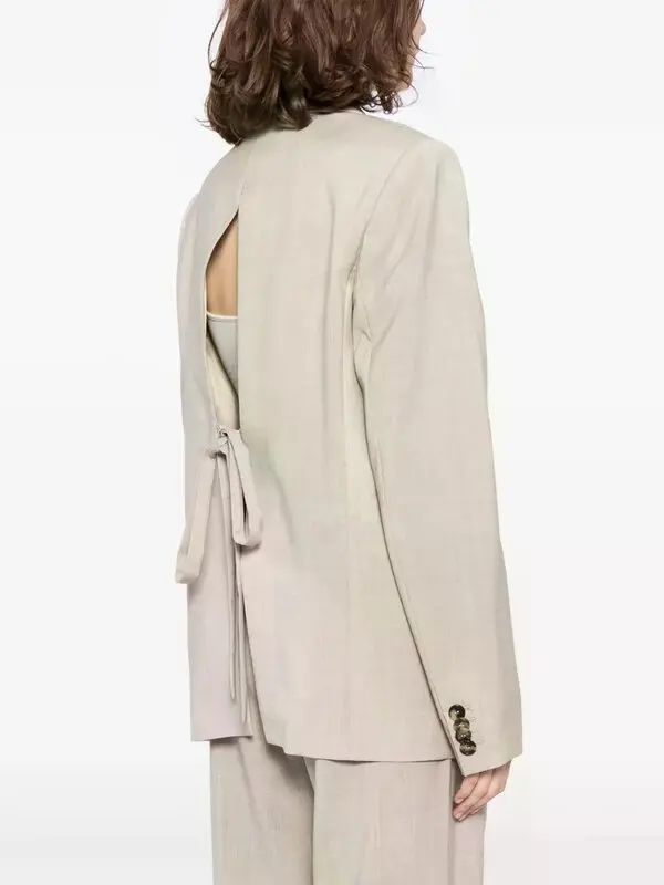 Loewe Tied-back Wool Blazer - Neutrals