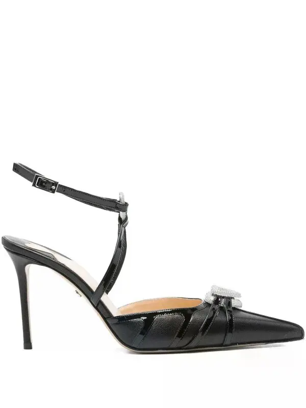 Mach & Mach 100mm Heart-embellished Leather Pumps