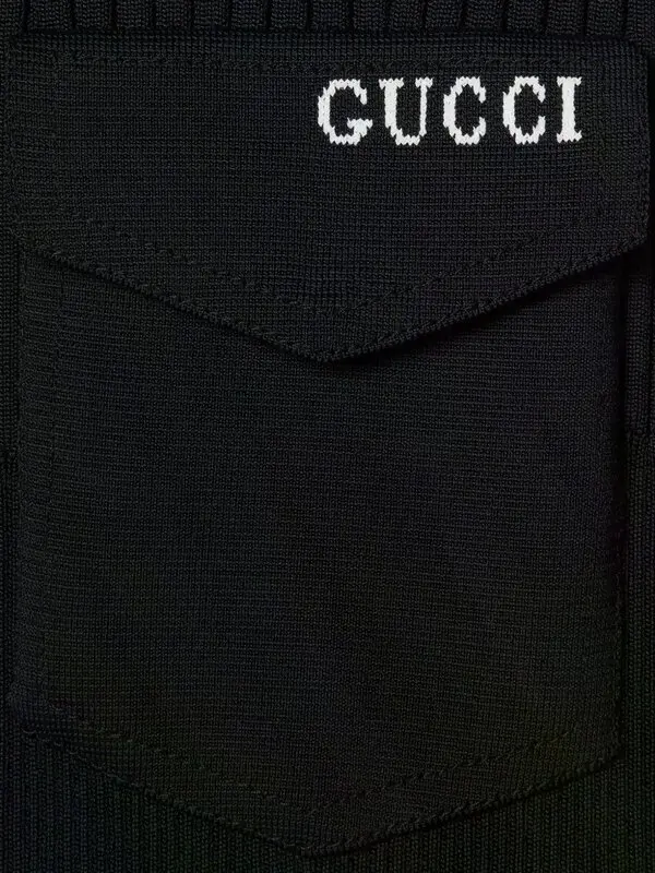Gucci Ribbed Intarsia Pocket Midi Dress