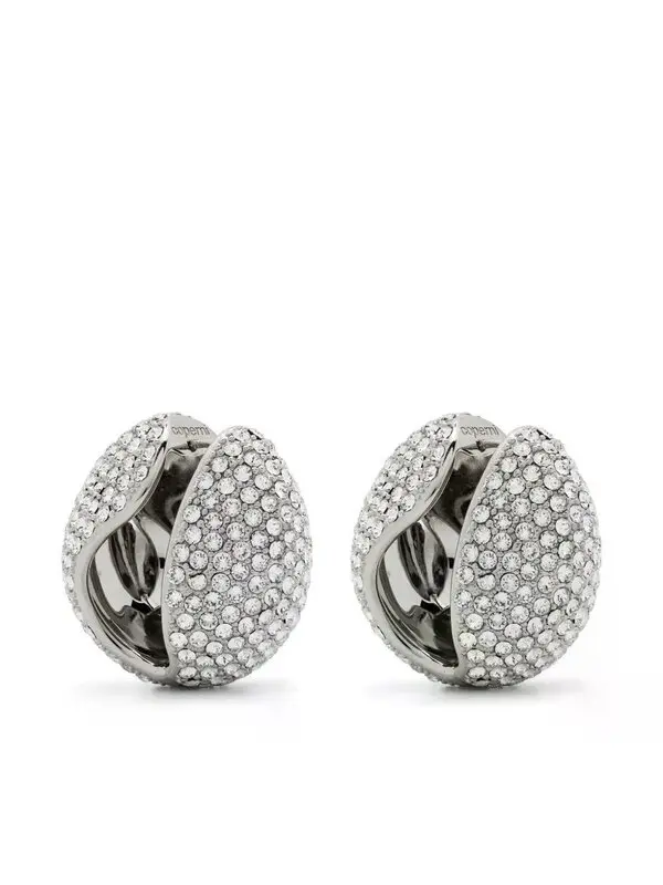 Coperni Crystal-embellished Logo Hoop Earrings - Silver