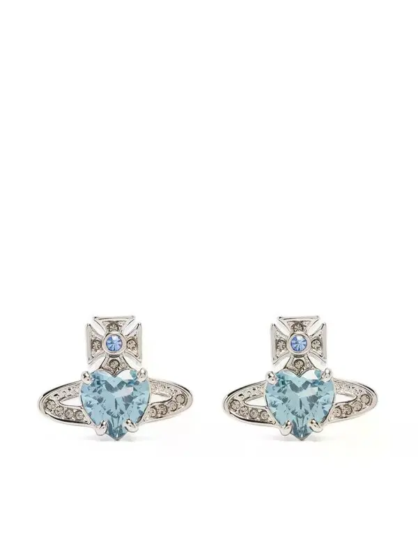 VIVIENNE WESTWOOD Heart-shaped Stone Earrings - Silver
