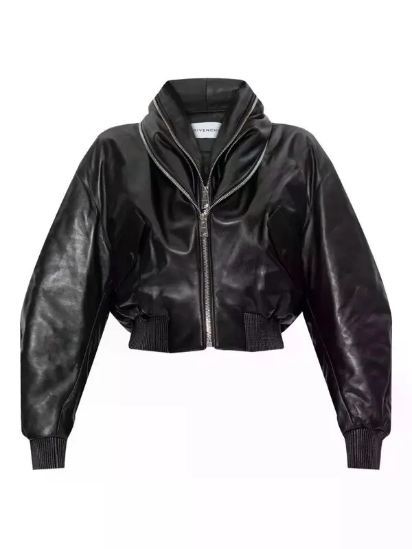Givenchy Leather Bomber Jacket - Black