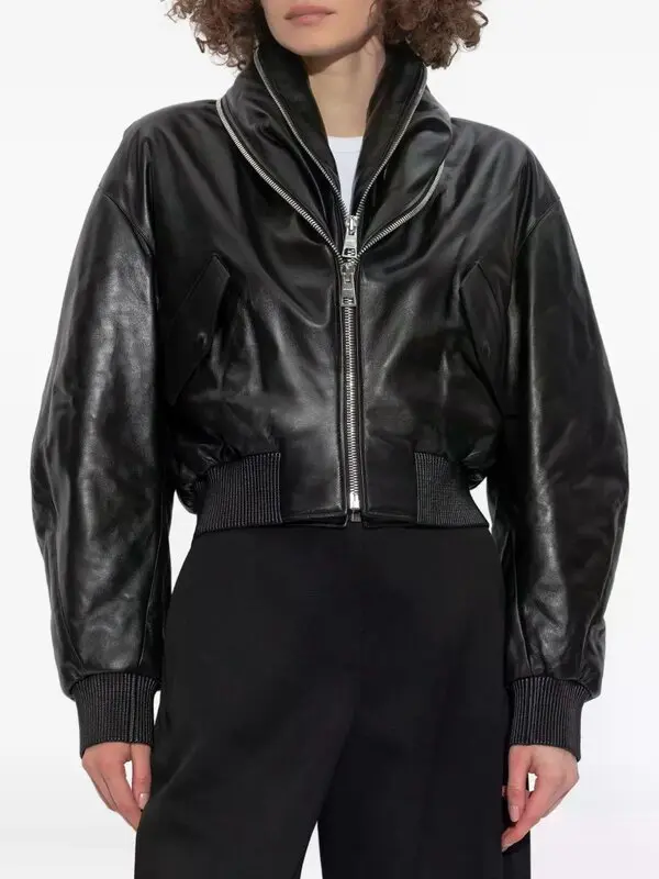 Givenchy Leather Bomber Jacket - Black