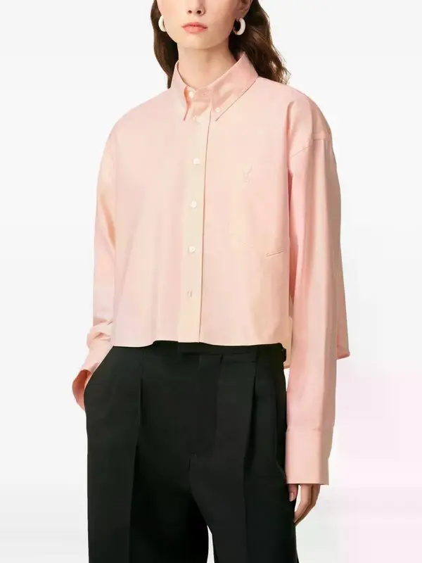 Ami De Coeur Cropped Oversized Shirt - Pink