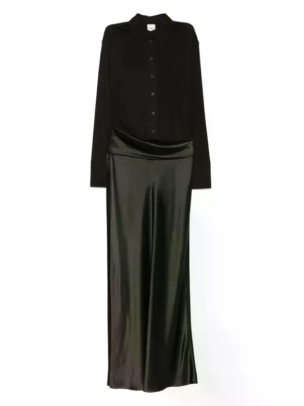 Nanushka Satin-paneled Asymmetrical Maxi Dress