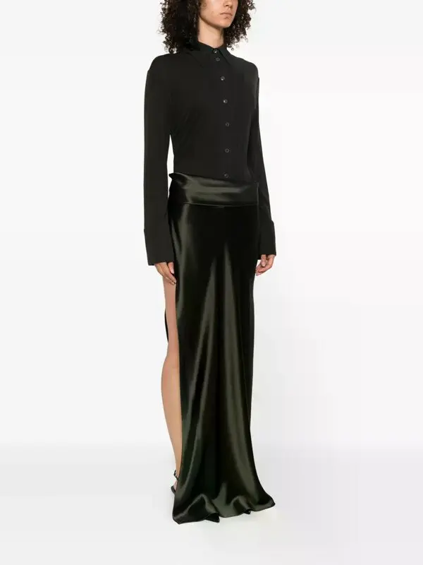 Nanushka Satin-paneled Asymmetrical Maxi Dress