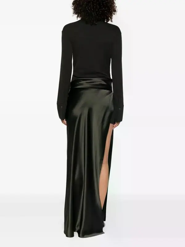 Nanushka Satin-paneled Asymmetrical Maxi Dress