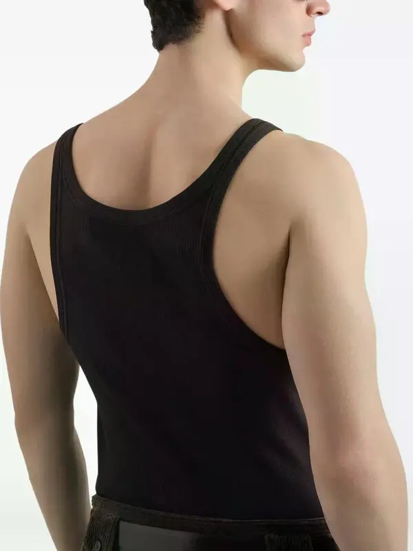 Dolce & Gabbana Logo-embroidered Ribbed Tank Top - Brown