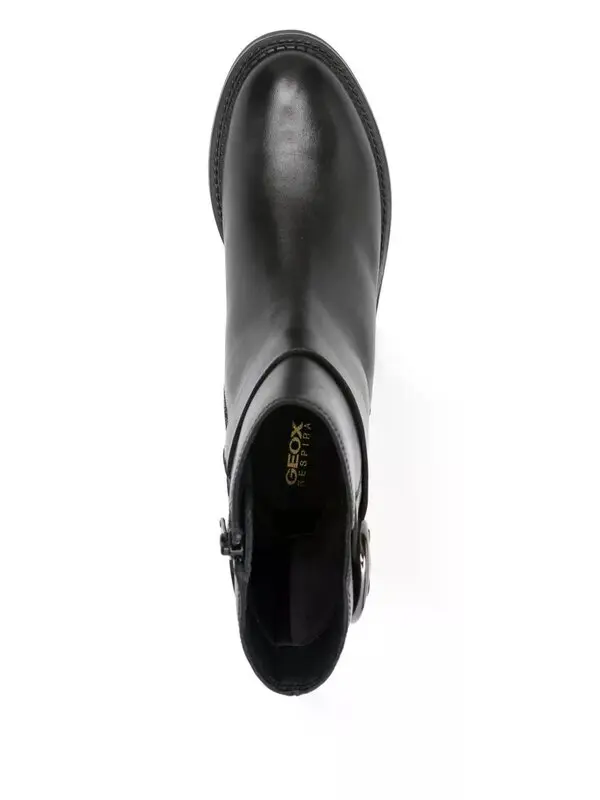 Geox Buckle-detail Leather Ankle Boots