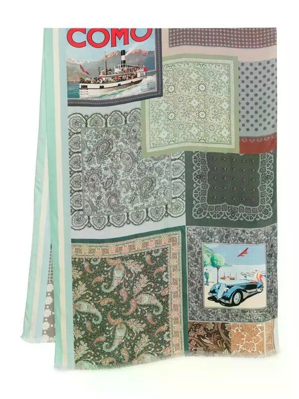 PIERRE-LOUIS MASCIA Patchwork Paisley Scarf - Grey