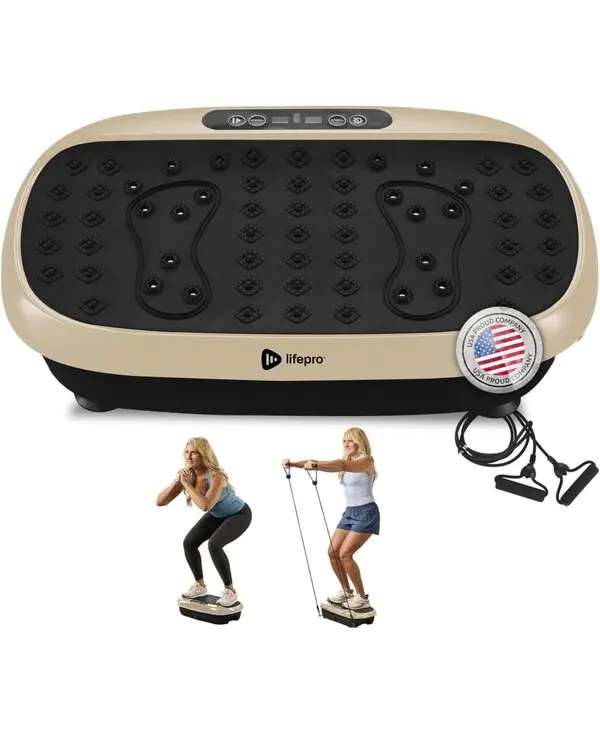 LIFEPRO Mini Vibration Plate Exercise Machine Â Full Body Platform For Lymphatic Drainage - Gold