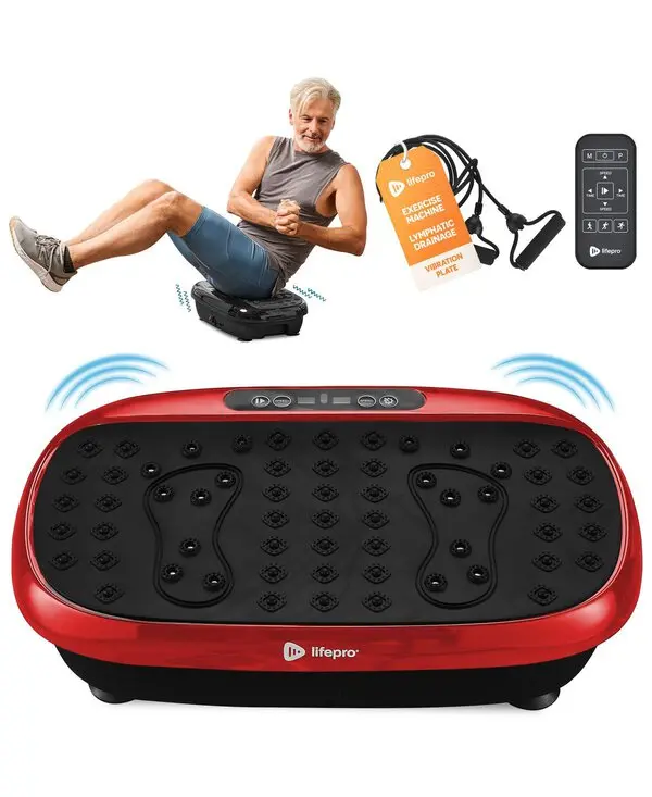 LIFEPRO Compact Vibration Plate Exercise Machine For Full Body - Red