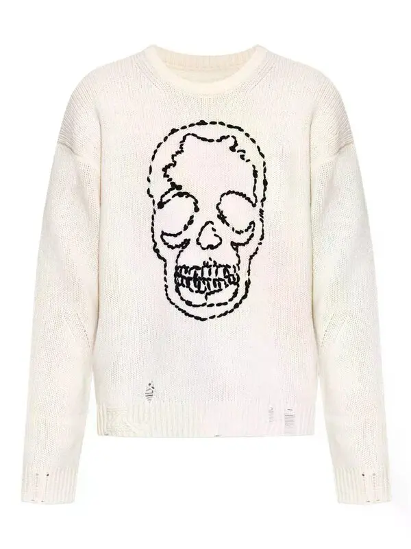 Zadig&Voltaire Skull-embroidered Distressed Sweater - Neutrals