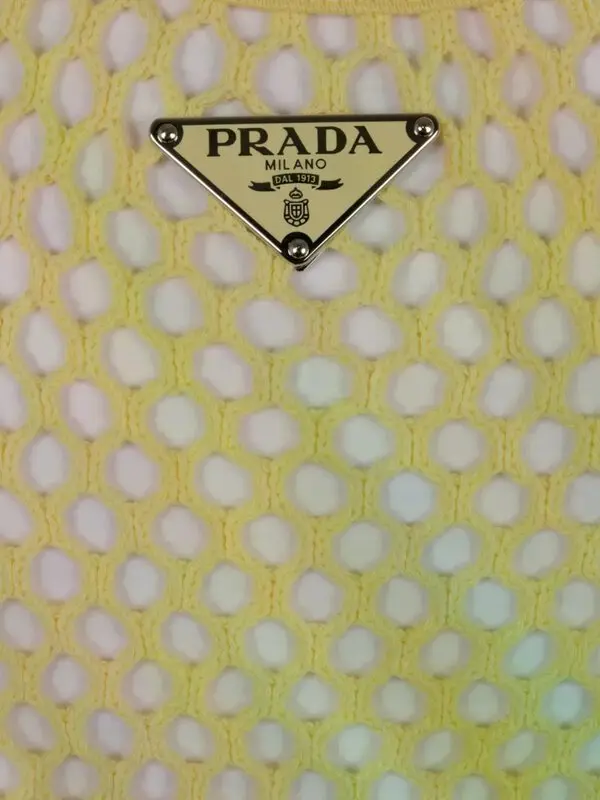 Prada Mesh-panel Tank Top - Yellow