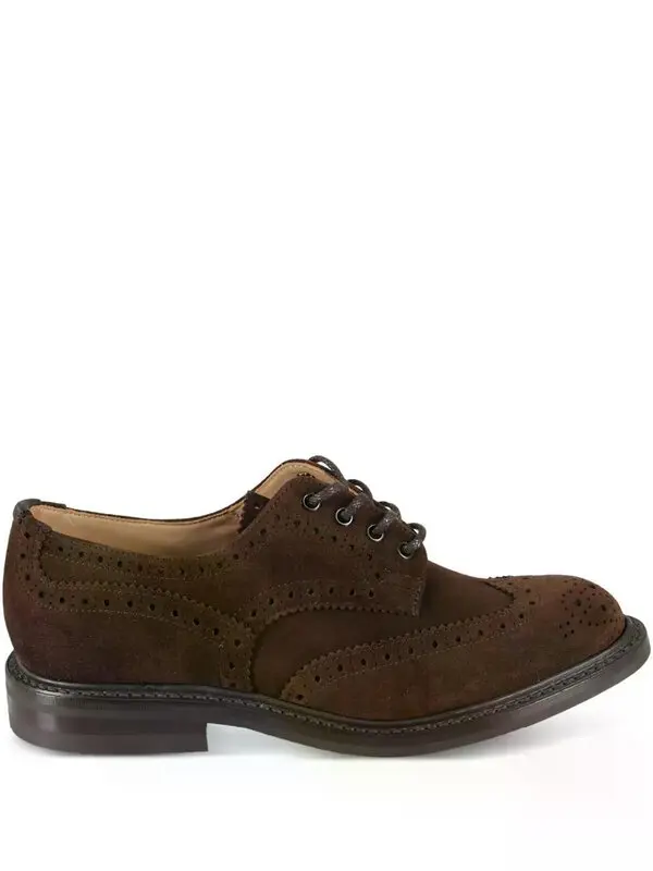 TRICKER'S Perforated Suede Derby Shoes - Brown