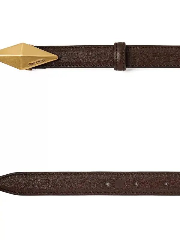 JIMMY CHOO Leather Belt With Diamond Clasp - Brown