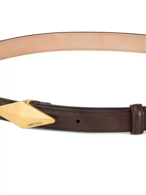 JIMMY CHOO Leather Belt With Diamond Clasp - Brown