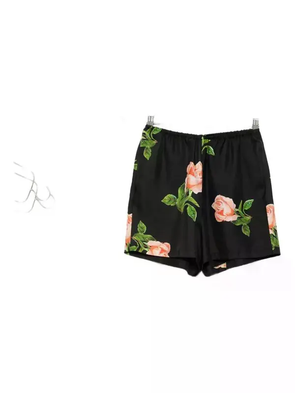 Nanushka Rose-print Silk Shorts