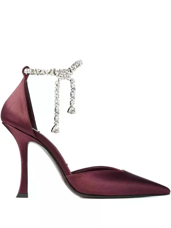 JIMMY CHOO Stevie 100 Crystal Anklet Pumps - Red