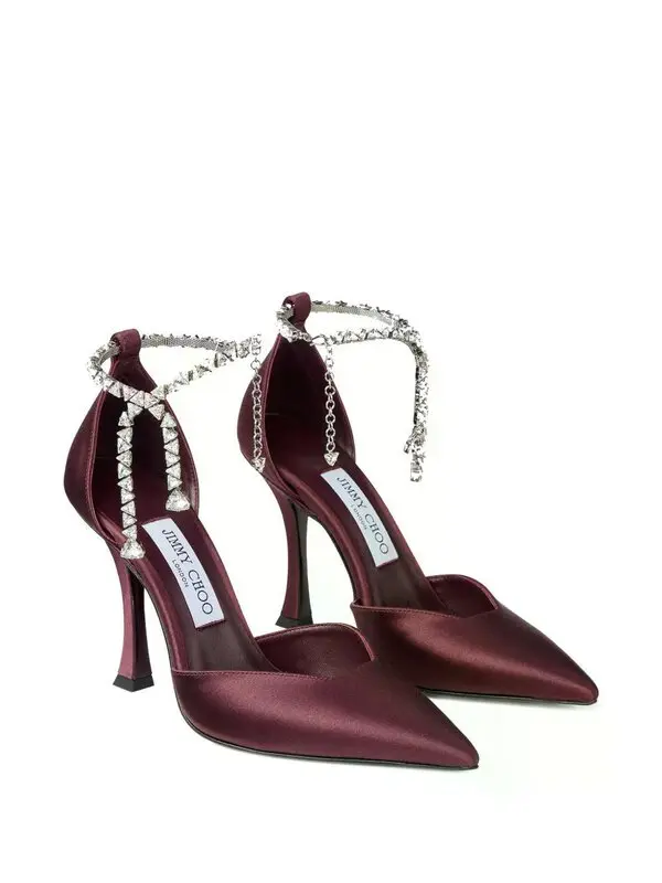 JIMMY CHOO Stevie 100 Crystal Anklet Pumps - Red