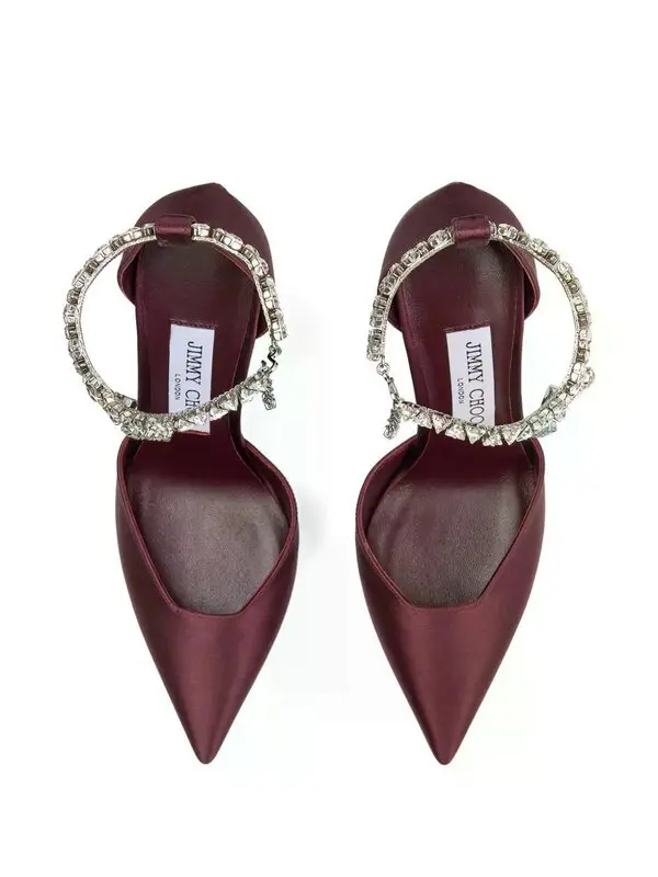 JIMMY CHOO Stevie 100 Crystal Anklet Pumps - Red