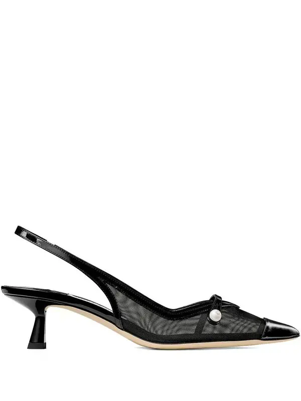 JIMMY CHOO 45mm Patent Nappa Leather And Mesh Slingback Pumps