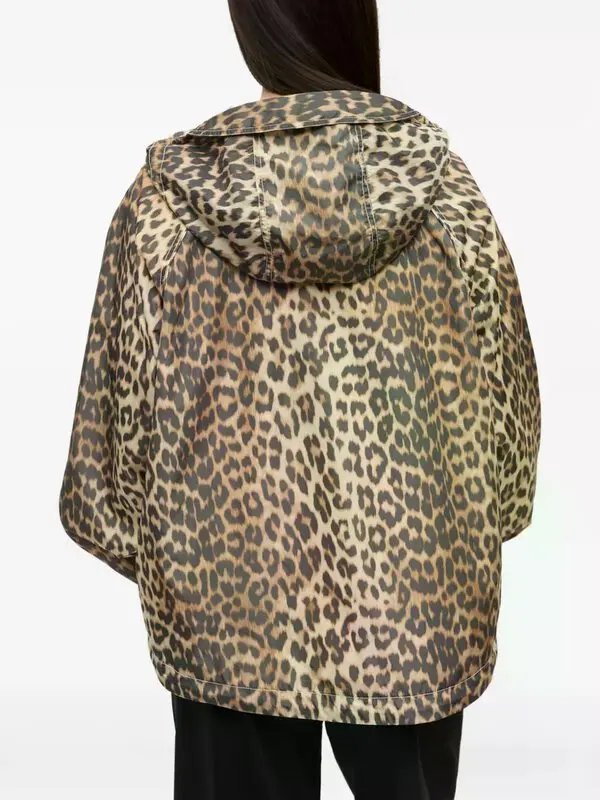 GANNI Leopard Print Hooded Jacket - Neutrals
