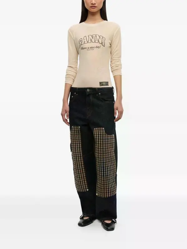 GANNI Checked-panel Jeans
