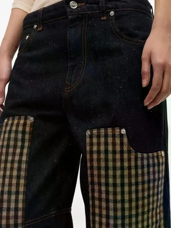 GANNI Checked-panel Jeans