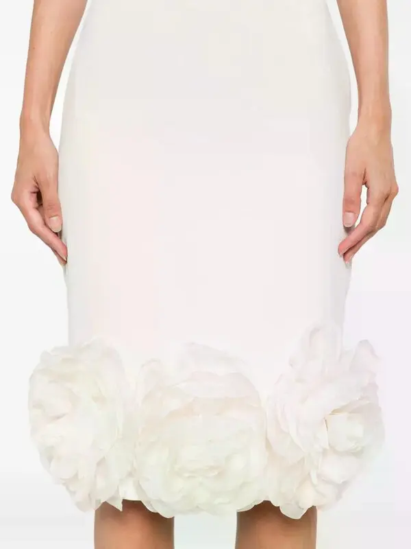 TARIK EDIZ Off-shoulder Rose-embellished Midi Dress