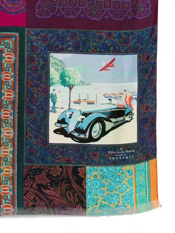 PIERRE-LOUIS MASCIA Patchwork Paisley Scarf - Blue