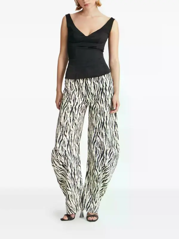 ROTATE BY BIRGER CHRISTENSEN Zebra-print Twill Pants