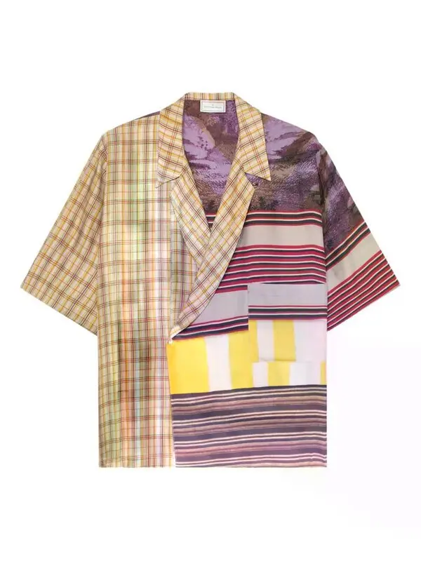 PIERRE-LOUIS MASCIA Panelled Silk Shirt - Neutrals
