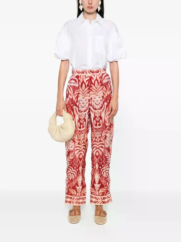 Farm Rio Tropical Tapestry Pleated Ikat Trousers