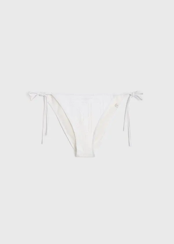 TOTEME Monogram Pointelle Bikini Bottom - White