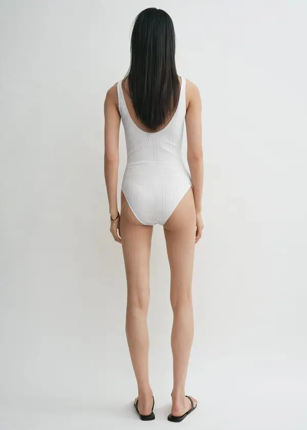 TOTEME Monogram Pointelle Swimsuit - White