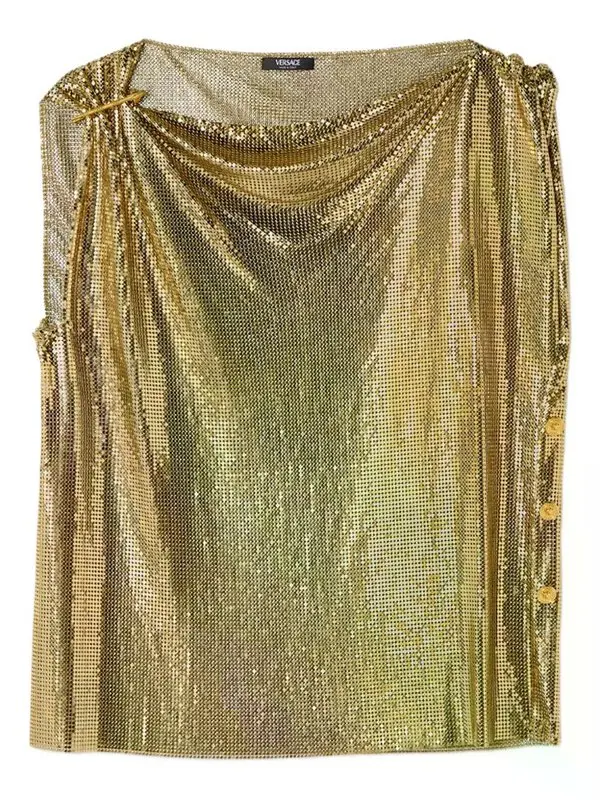 Versace Safety Pin Mesh Top - Gold