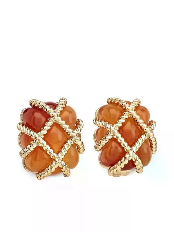 KENNETH JAY LANE Quilted Gold-tone Clip-on Earrings - Orange