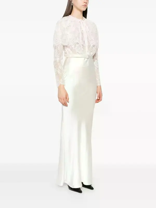 SELF-PORTRAIT Lace-panel Satin Maxi Dress