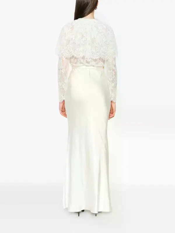 SELF-PORTRAIT Lace-panel Satin Maxi Dress