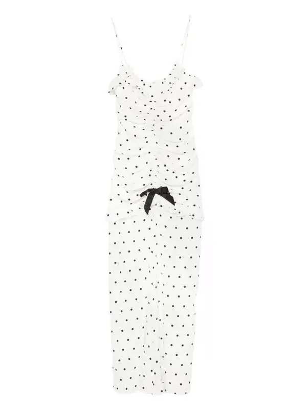 Alessandra Rich Polka Dot-print Ruched Dress - White