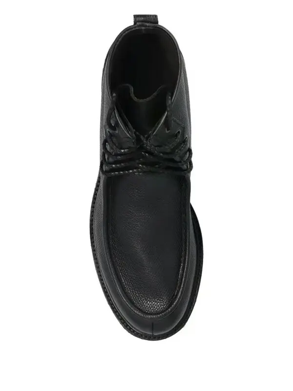 Brioni Lace-up Textured Leather Biker Boots