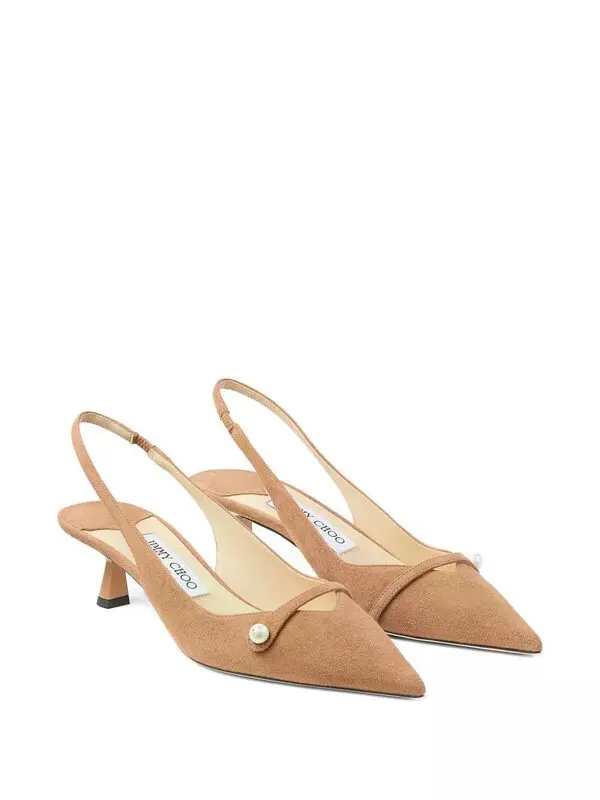 JIMMY CHOO 45mm Amita Pearl-embellished Slingback Pumps - Neutrals