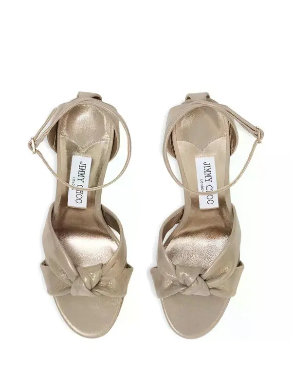 JIMMY CHOO 85mm Rosie Knotted Ankle-strap Sandals - Gold