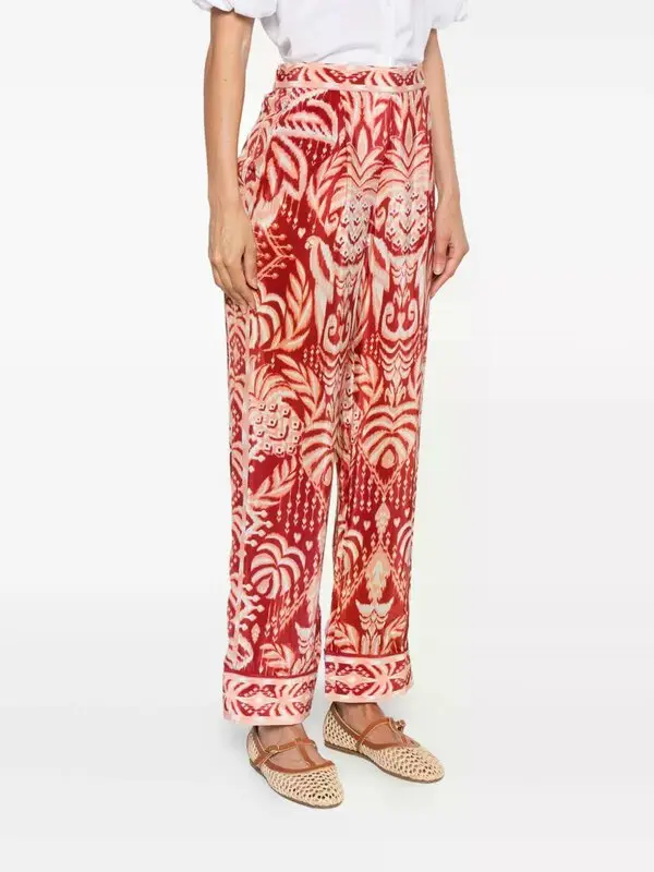 Farm Rio Tropical Tapestry Pleated Ikat Trousers