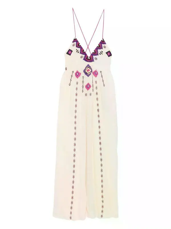 Ba&sh Embroidered Maxi Dress - Neutrals