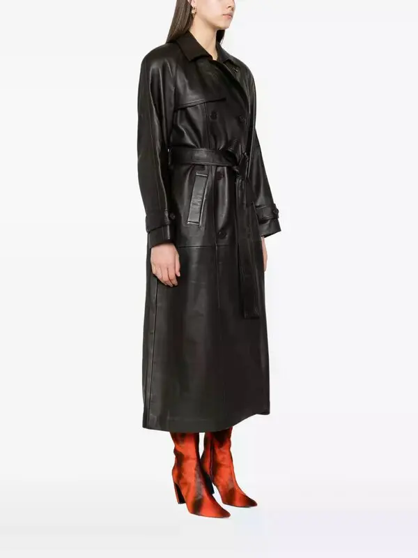 DUCIE Leather Trench Coat