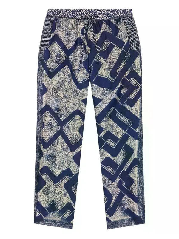 PIERRE-LOUIS MASCIA Geometric-print Trousers - Blue