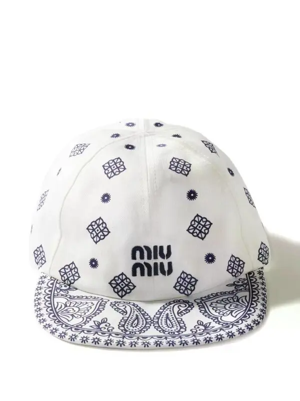 Miu Miu Paisley-print Baseball Cap - White