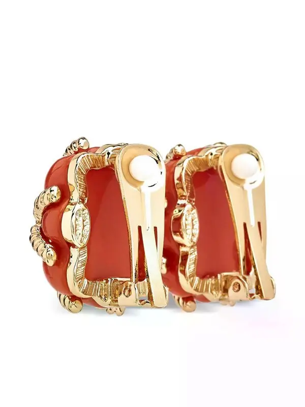KENNETH JAY LANE Coral Quilted Clip Earrings - Gold